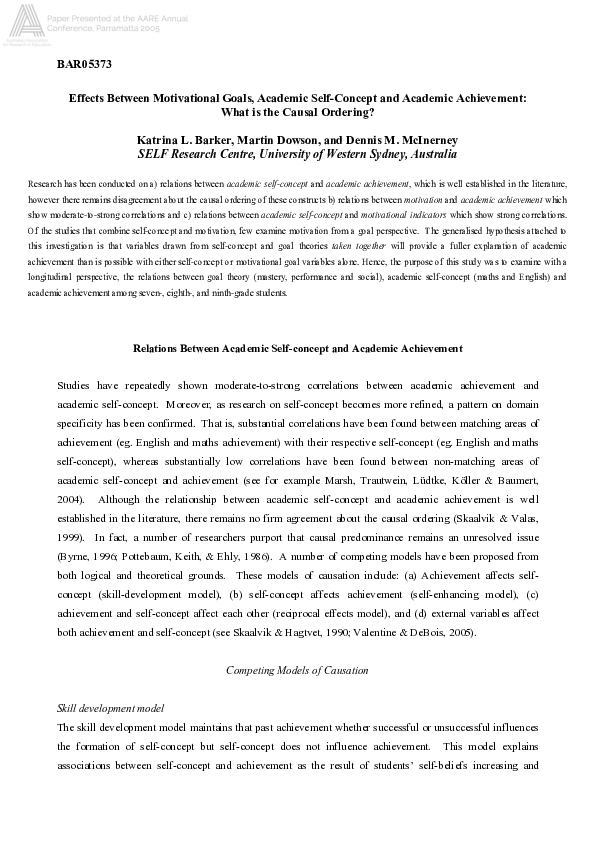 (PDF) Effects between motivational goals, academic self-concept and academic achievement: What ...