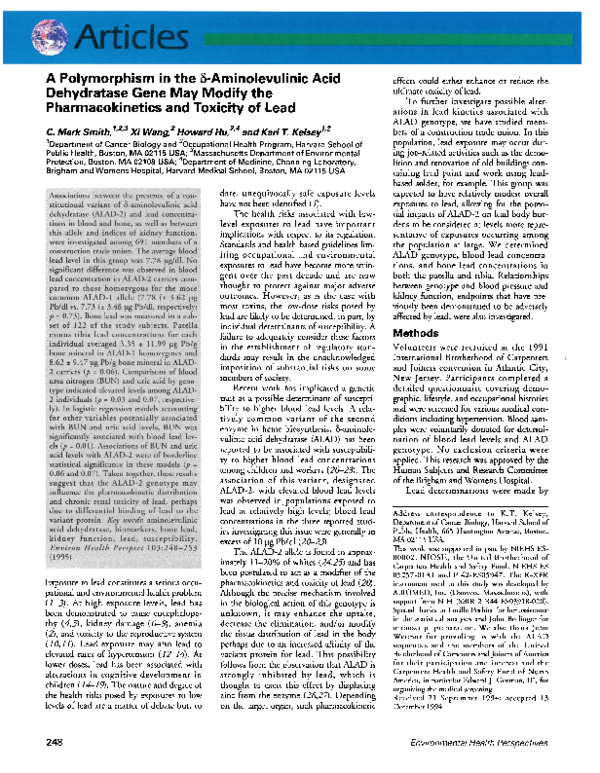 (PDF) A polymorphism in the delta-aminolevulinic acid dehydratase gene ...