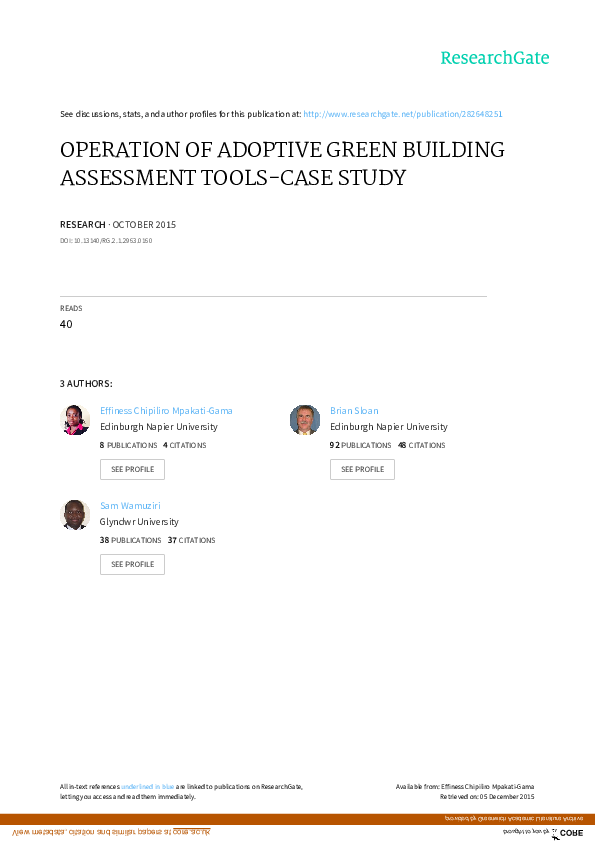 (PDF) Operation of adoptive green building assessment tools-case study