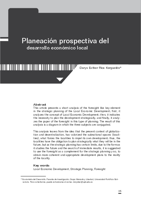 (PDF) Planeación prospectiva del desarrollo económico local