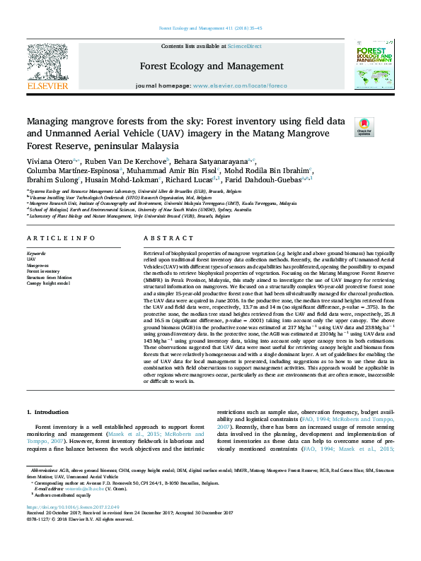 (PDF) Managing mangrove forests from the sky: Forest inventory using ...