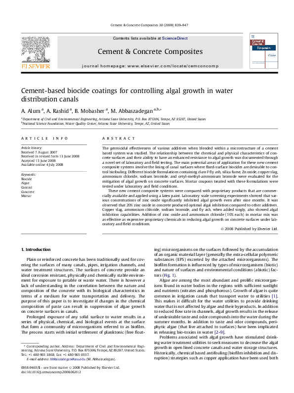 (PDF) Cement-based biocide coatings for controlling algal growth in ...