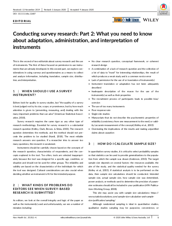 (PDF) Conducting survey research: Part 2: What you need to know about ...