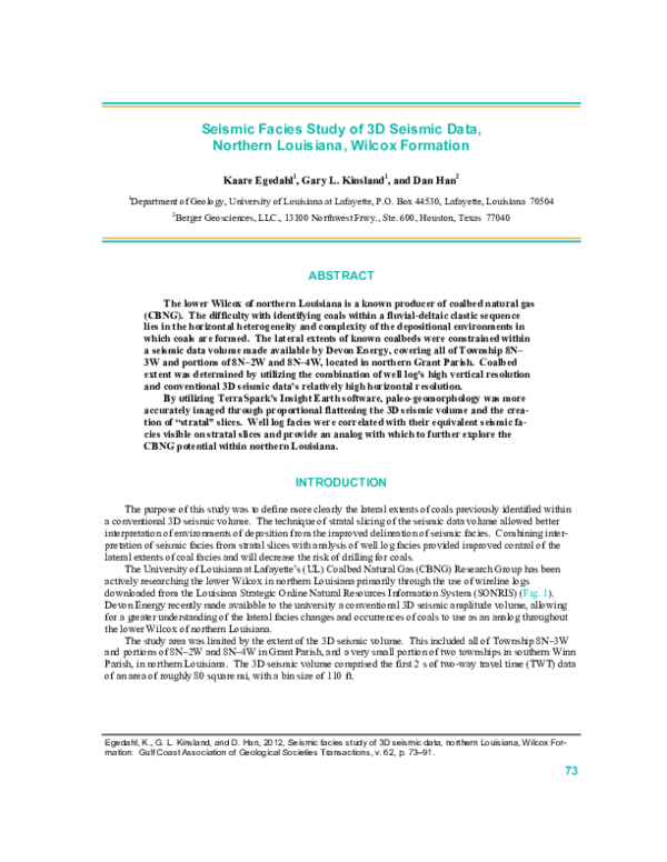 (PDF) Seismic Facies Study of 3D Seismic Data, Northern Louisiana ...