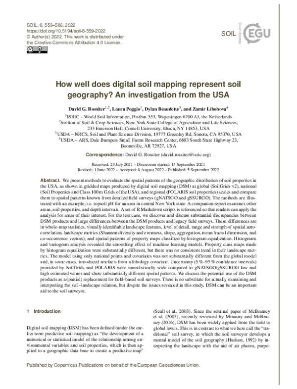 (PDF) How well does digital soil mapping represent soil geography? An ...