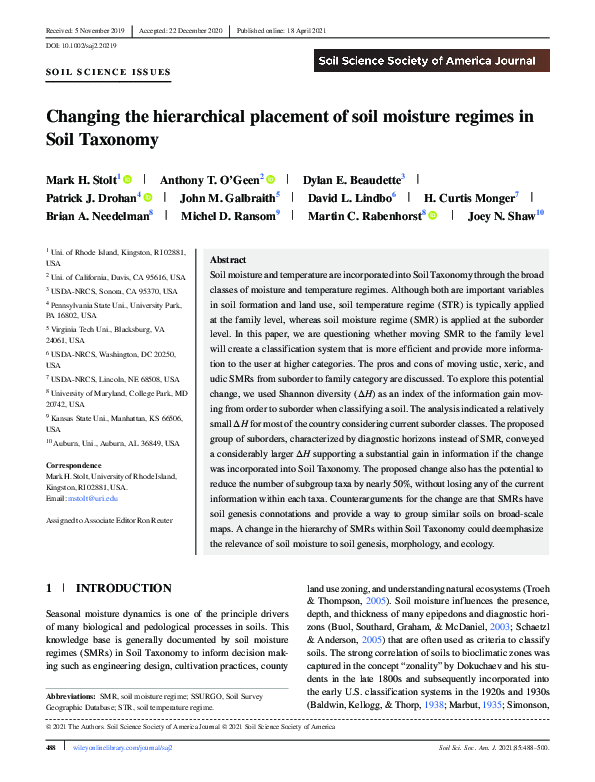 (PDF) Changing the hierarchical placement of soil moisture regimes in ...