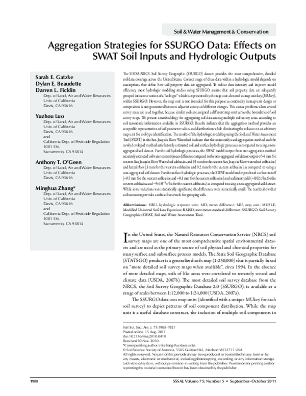 (PDF) Aggregation Strategies for SSURGO Data: Effects on SWAT Soil ...