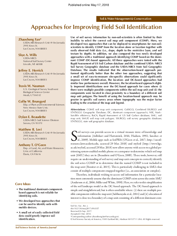 (PDF) Approaches for Improving Field Soil Identification