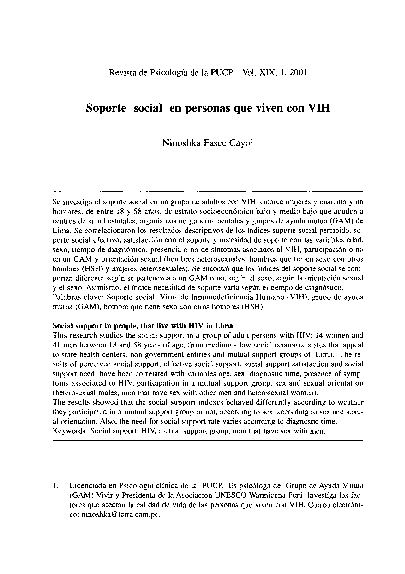 (PDF) Soporte social en personas que viven con VIH