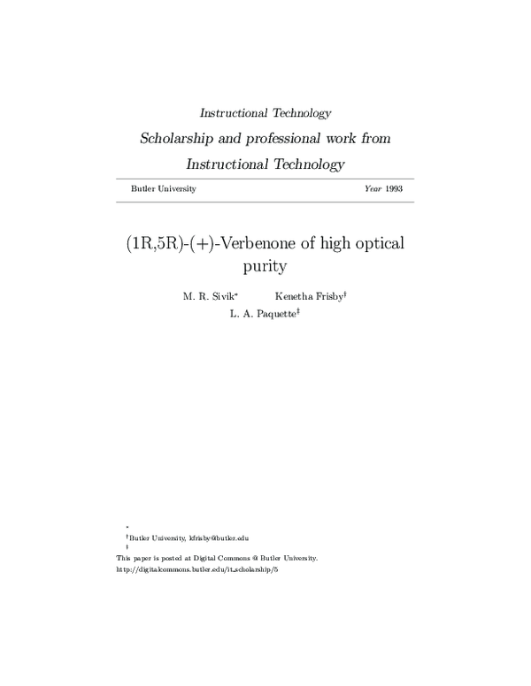 (PDF) (1R,5R)-(+)-Verbenone of High Optical Purity