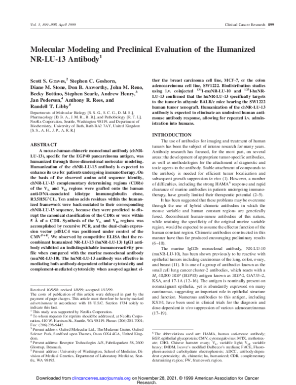 (PDF) Humanized NR-LU-13 Antibody: Design and Efficacy