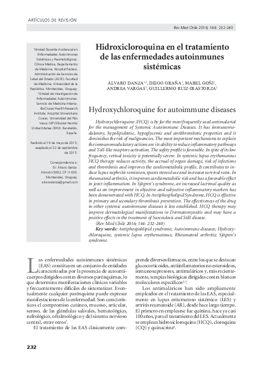 (PDF) Hidroxicloroquina en el tratamiento de las enfermedades ...