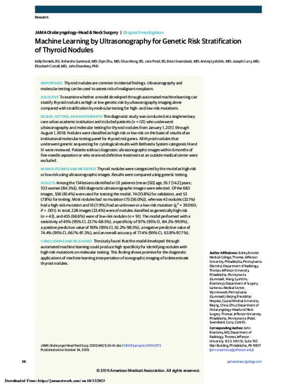 (PDF) Machine Learning by Ultrasonography for Genetic Risk ...