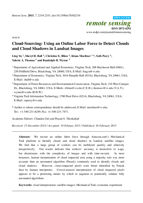 (PDF) Article Cloud-Sourcing: Using an Online Labor Force to Detect ...