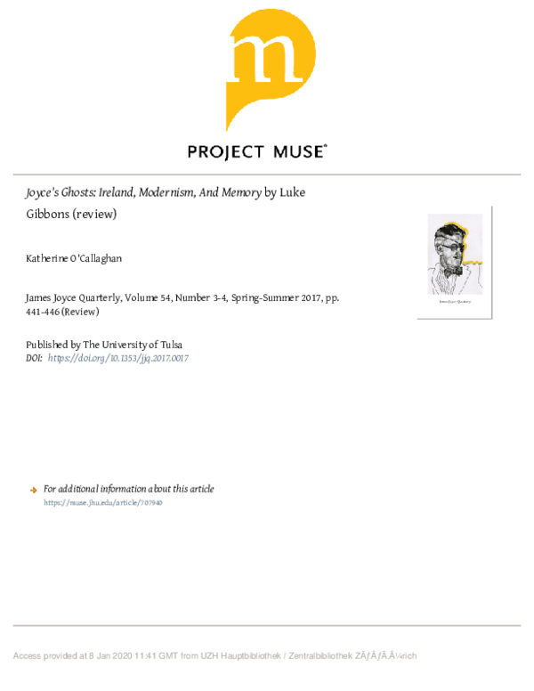(PDF) Joyce's Ghosts: Ireland, Modernism, And Memory by Luke Gibbons