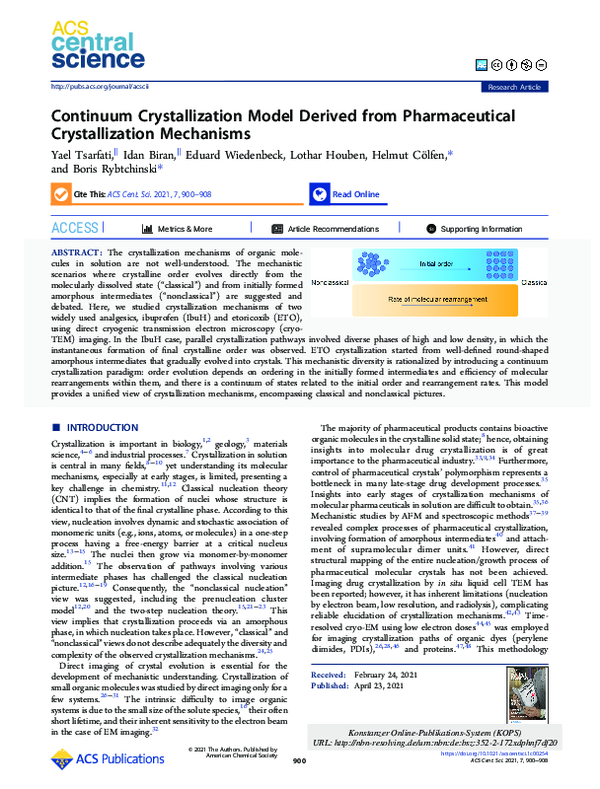 (PDF) Continuum Crystallization Model Derived from Pharmaceutical ...