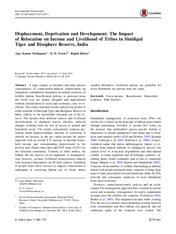 (PDF) Displacement, Deprivation and Development: The Impact of ...