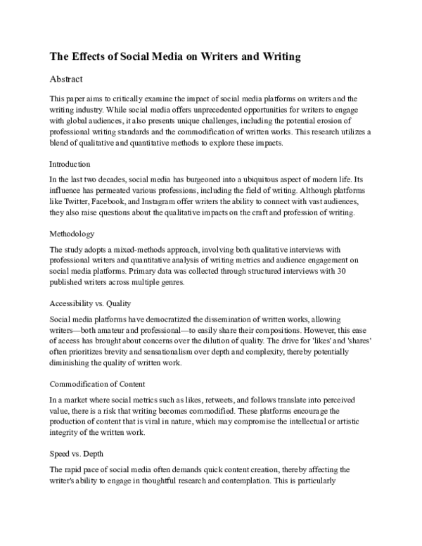(PDF) The Effects of Social Media on Writers and Writing