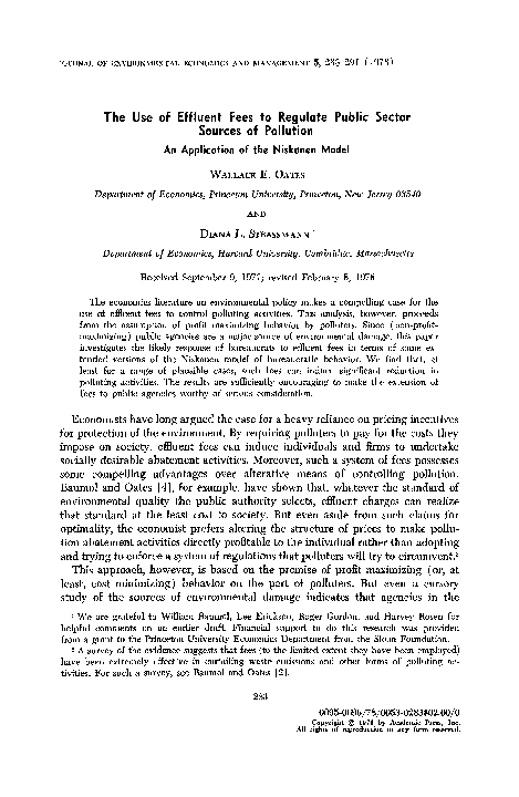 (PDF) The use of effluent fees to regulate public sector sources of ...