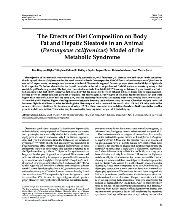 (PDF) The effects of diet composition on body fat and hepatic steatosis ...