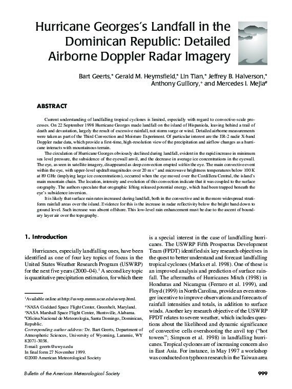 (PDF) Hurricane Georges's Landfall in the Dominican Republic: Detailed ...