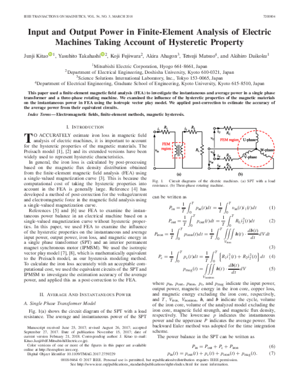 (PDF) Input and Output Power in Finite-Element Analysis of Electric ... (PDF) Input and Output Power in Finite-Element Analysis of Electric ...