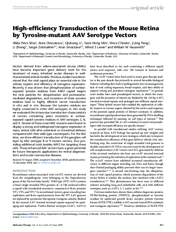 (PDF) High-efficiency Transduction of the Mouse Retina by Tyrosine ...