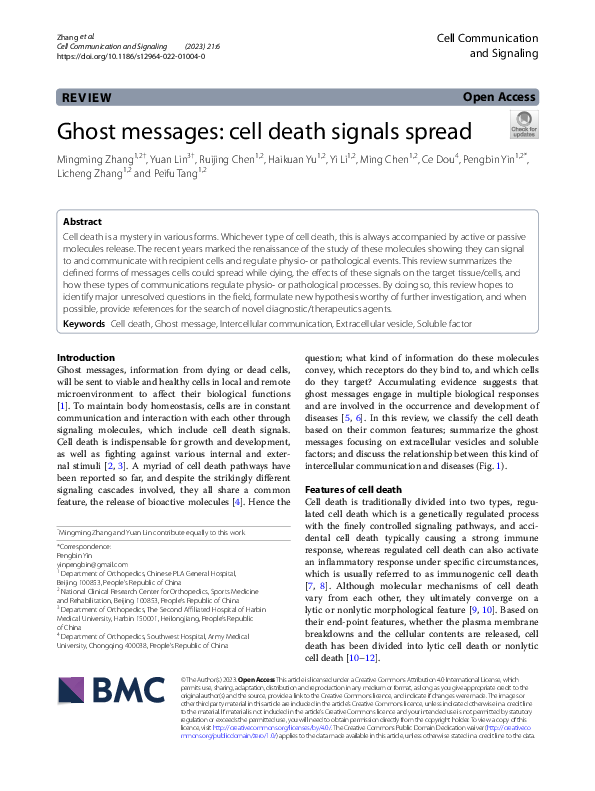 (PDF) Ghost messages: cell death signals spread