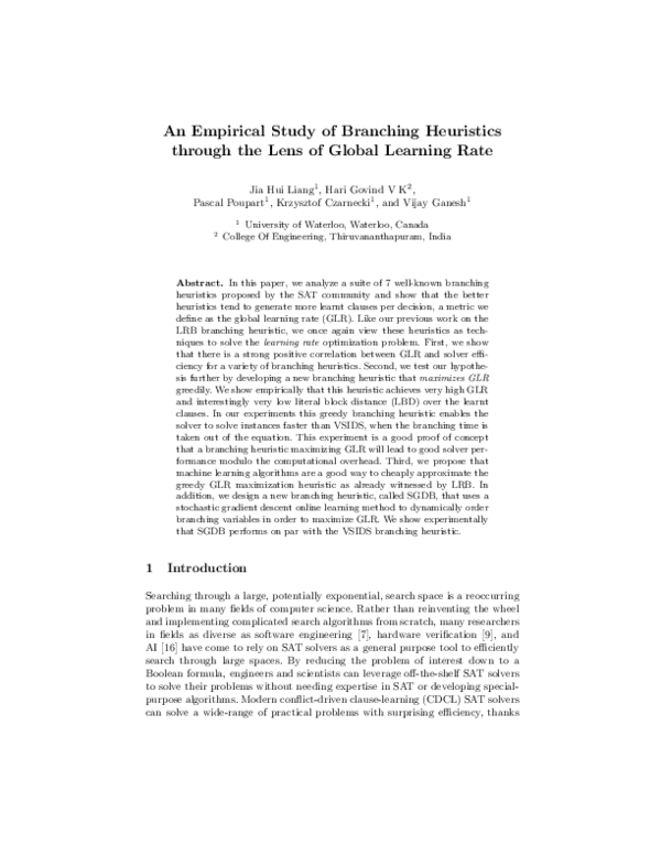 (PDF) An Empirical Study of Branching Heuristics through the Lens of Global Learning Rate