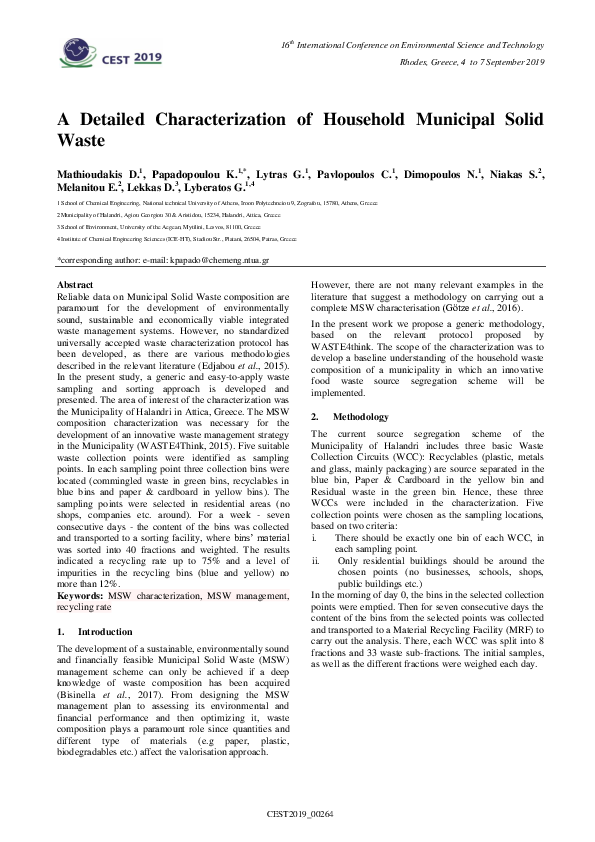 (PDF) A Detailed Characterization of Household Municipal Solid Waste