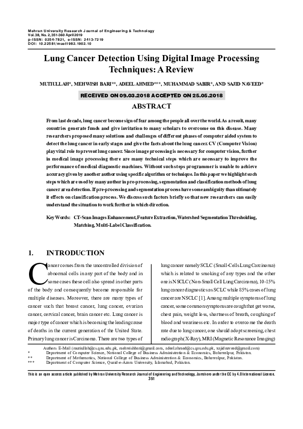 (PDF) Lungs Cancer Detection Using Digital Image Processing Techniques ...
