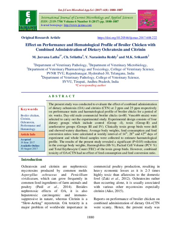 (PDF) Effect on Performance and Hematological Profile of Broiler ...