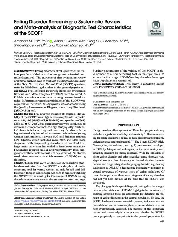 (PDF) Eating Disorder Screening: a Systematic Review and Meta-analysis ...