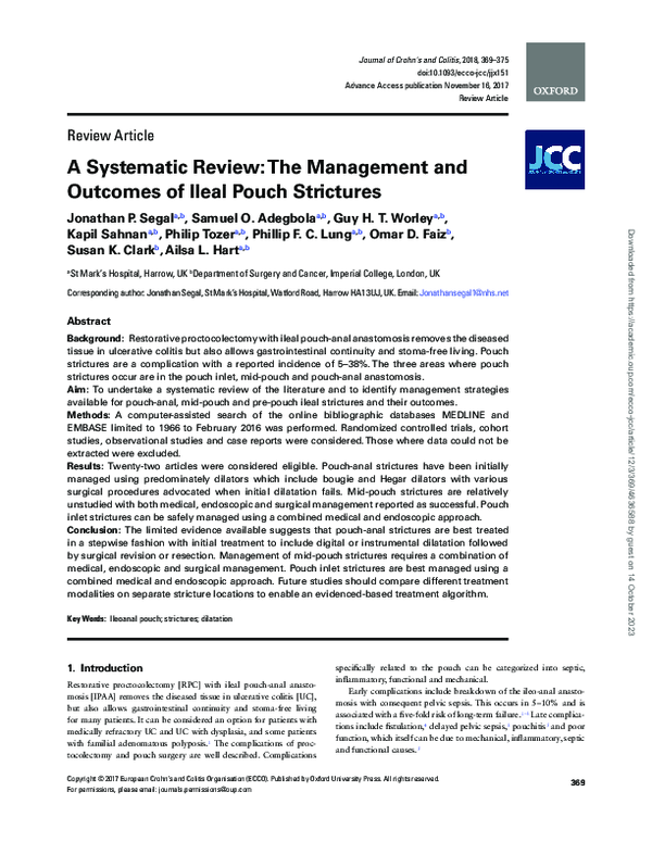 (PDF) A systematic review: The management and outcomes of ileal pouch ...