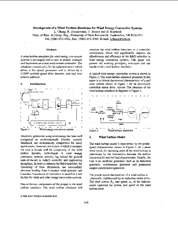 (PDF) Development of a wind turbine simulator for wind energy conversion systems | Tobie Boutot ...