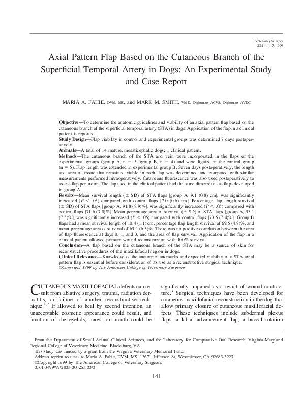 (PDF) Axial Pattern Flap Based on the Cutaneous Branch of the ...