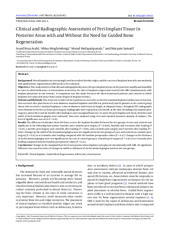(PDF) Clinical and Radiographic Assessment of Peri-Implant Tissue in ...
