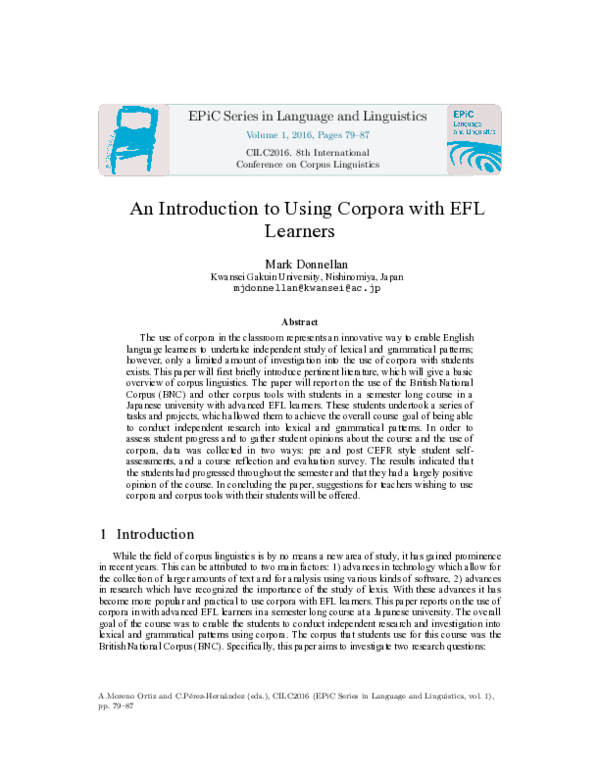 (PDF) Using Corpora to Enhance EFL Learners' Independent Study