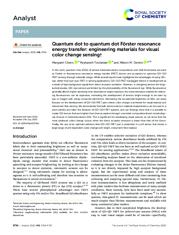 (PDF) Quantum dot to quantum dot Förster resonance energy transfer ...