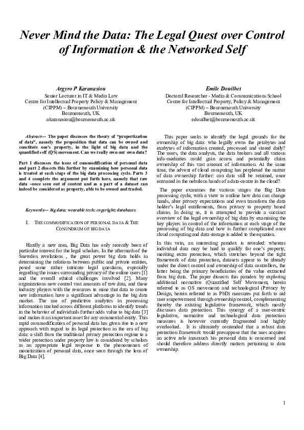 (PDF) Never Mind the Data: The Legal Quest over Control of Information ...