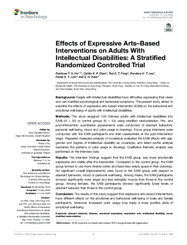 (PDF) Effects of Expressive Arts–Based Interventions on Adults With Intellectual Disabilities: A ...