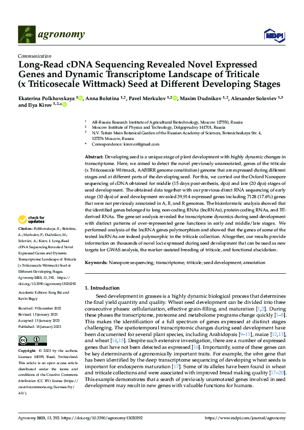 (PDF) Long-Read cDNA Sequencing Revealed Novel Expressed Genes and ...