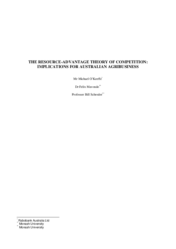(PDF) The Resource-Advantage Theory of Competition: Implications for ...