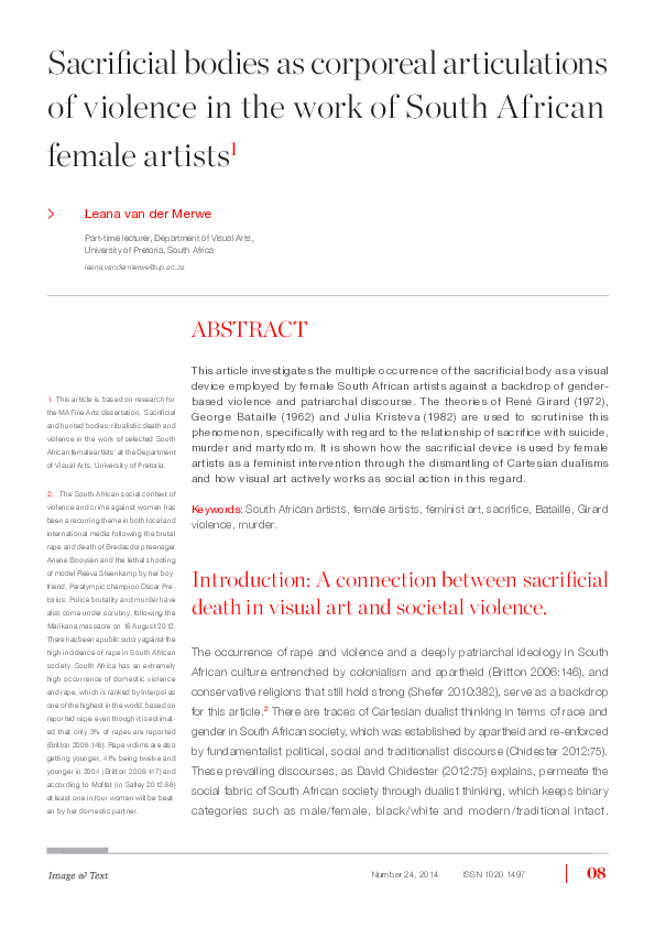 (PDF) Sacrificial bodies as corporeal articulations of violence in the ...