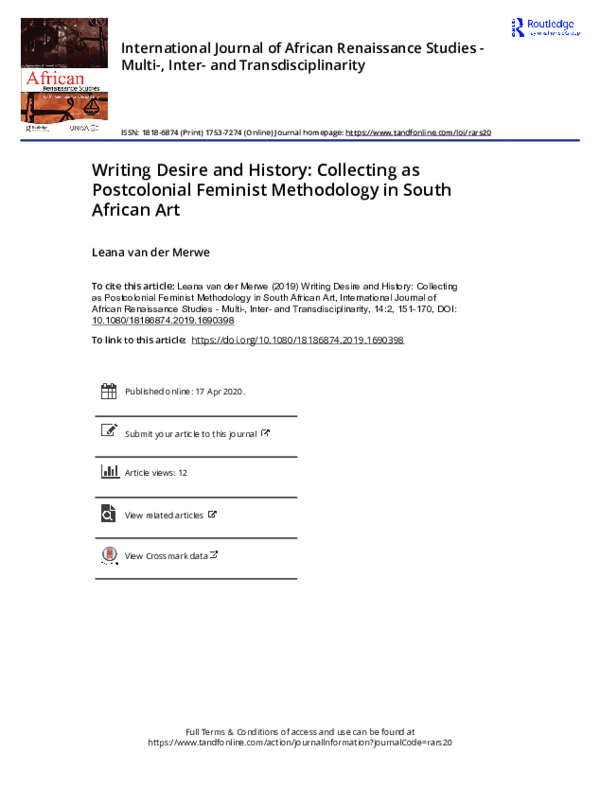(PDF) Writing Desire and History: Collecting as Postcolonial Feminist ...