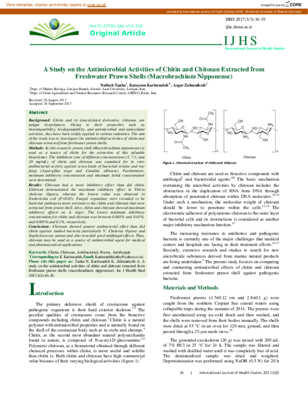 (PDF) A Study on the Antimicrobial Activities of Chitin and Chitosan ...