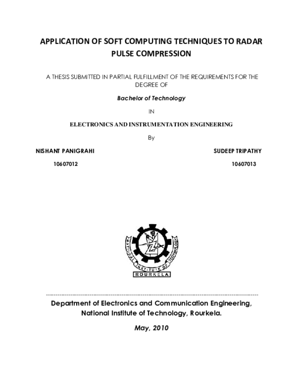 (PDF) Application of Soft Computing Techniques to RADAR Pulse Compression