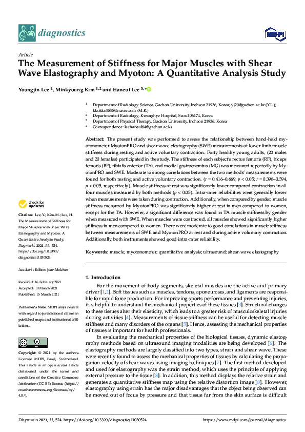 (PDF) The Measurement of Stiffness for Major Muscles with Shear Wave ...