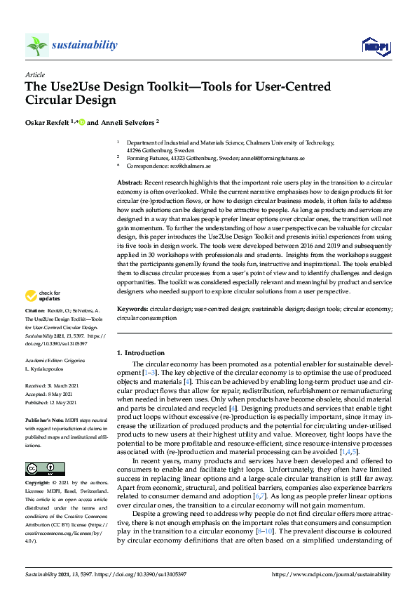 (PDF) The Use2Use Design Toolkit—Tools for User-Centred Circular Design ...