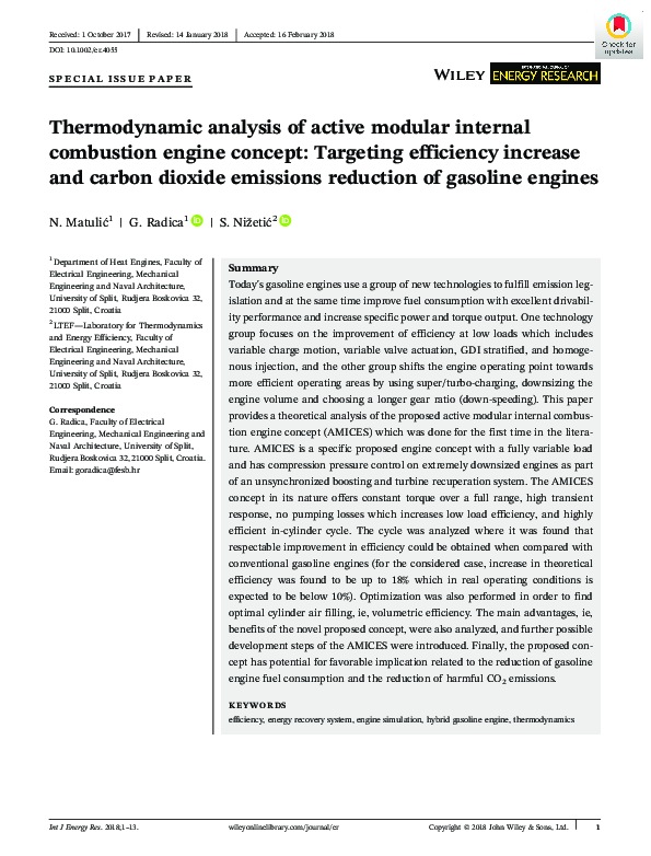 Pdf Thermodynamic Analysis Of Active Modular Internal Combustion
